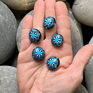 Mini Mandala Gems X 5 Hand Painted Painted Stones Indoor Use Dot Art ...