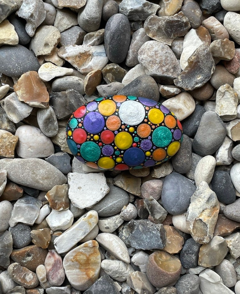 Hand Painted Polka Dot Stone Unique Painted Stones - Etsy