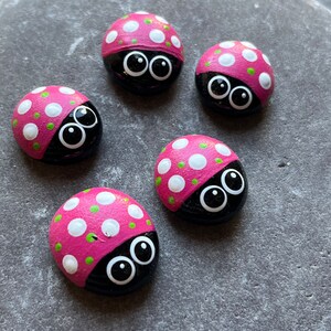 Mini Ladybug Gems X 5 - Hand Painted - Painted Stones - Ladybird ...