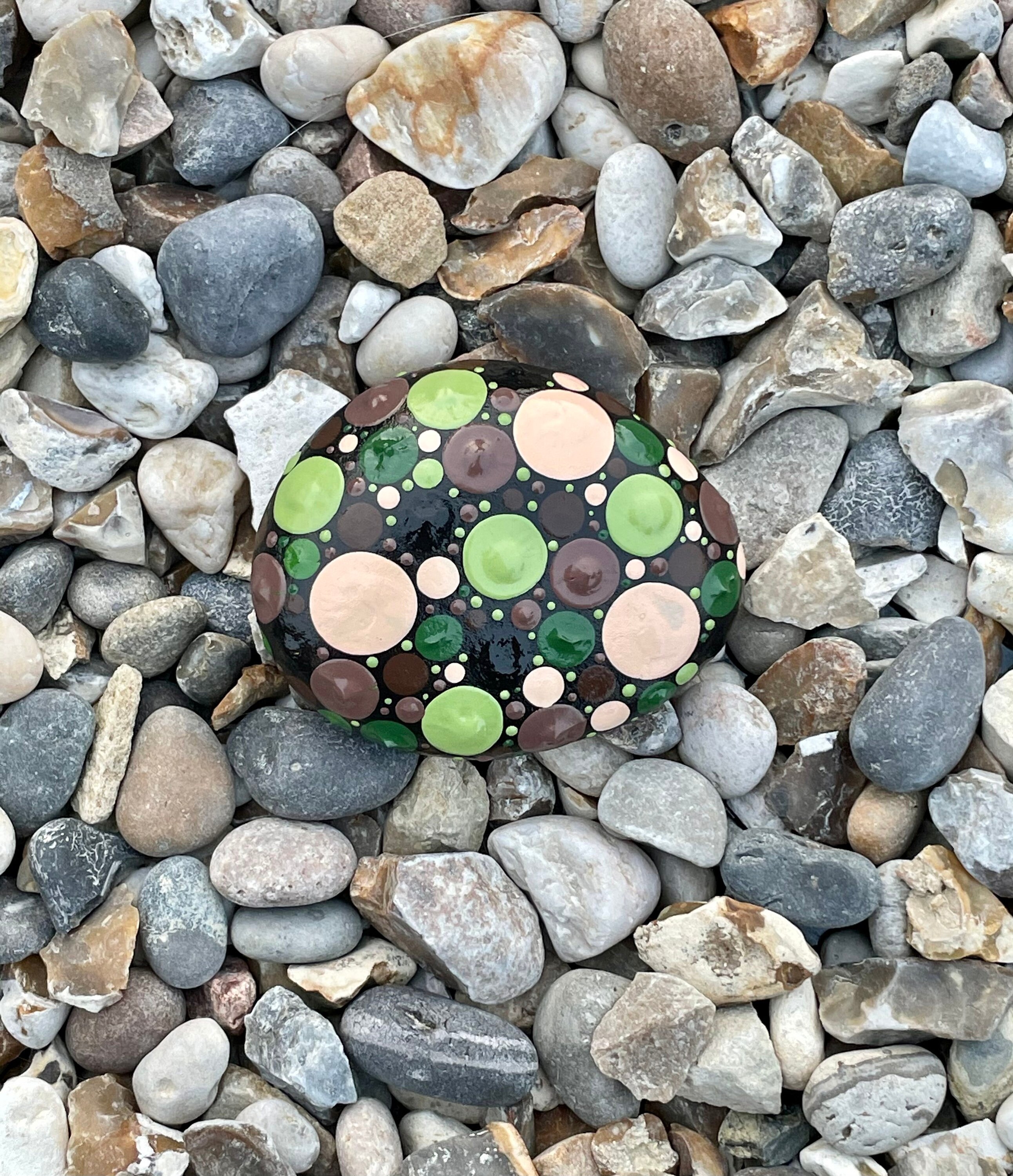 Hand Painted Polka Dot Stone Mandala Unique Painted | Etsy