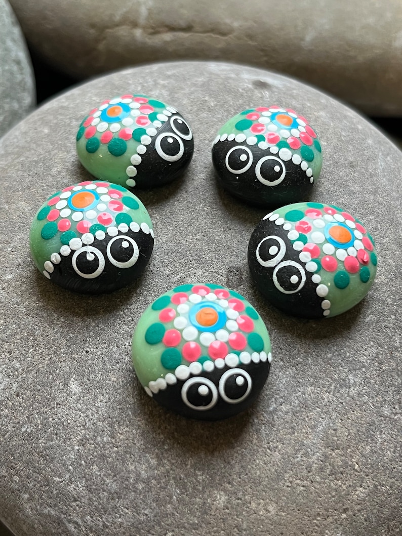 Mini Ladybug Gems X 5 - Hand Painted - Painted Stones - Ladybird ...