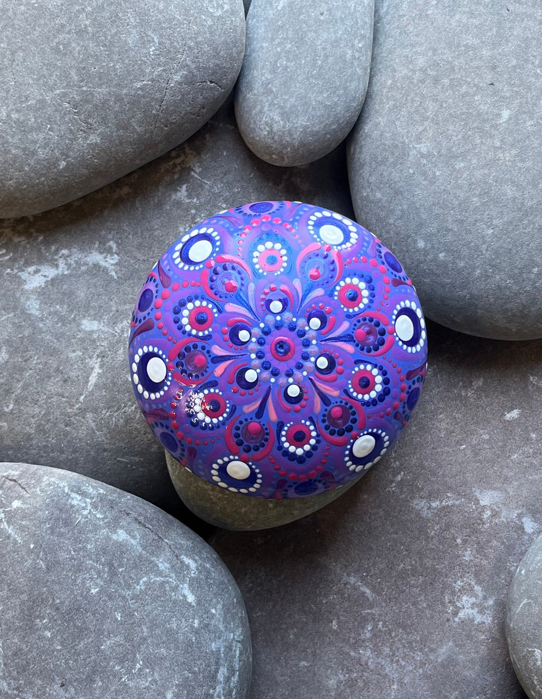 Hand Painted Mandala Stone Meditation Stone Hand Made Unique Painted ...