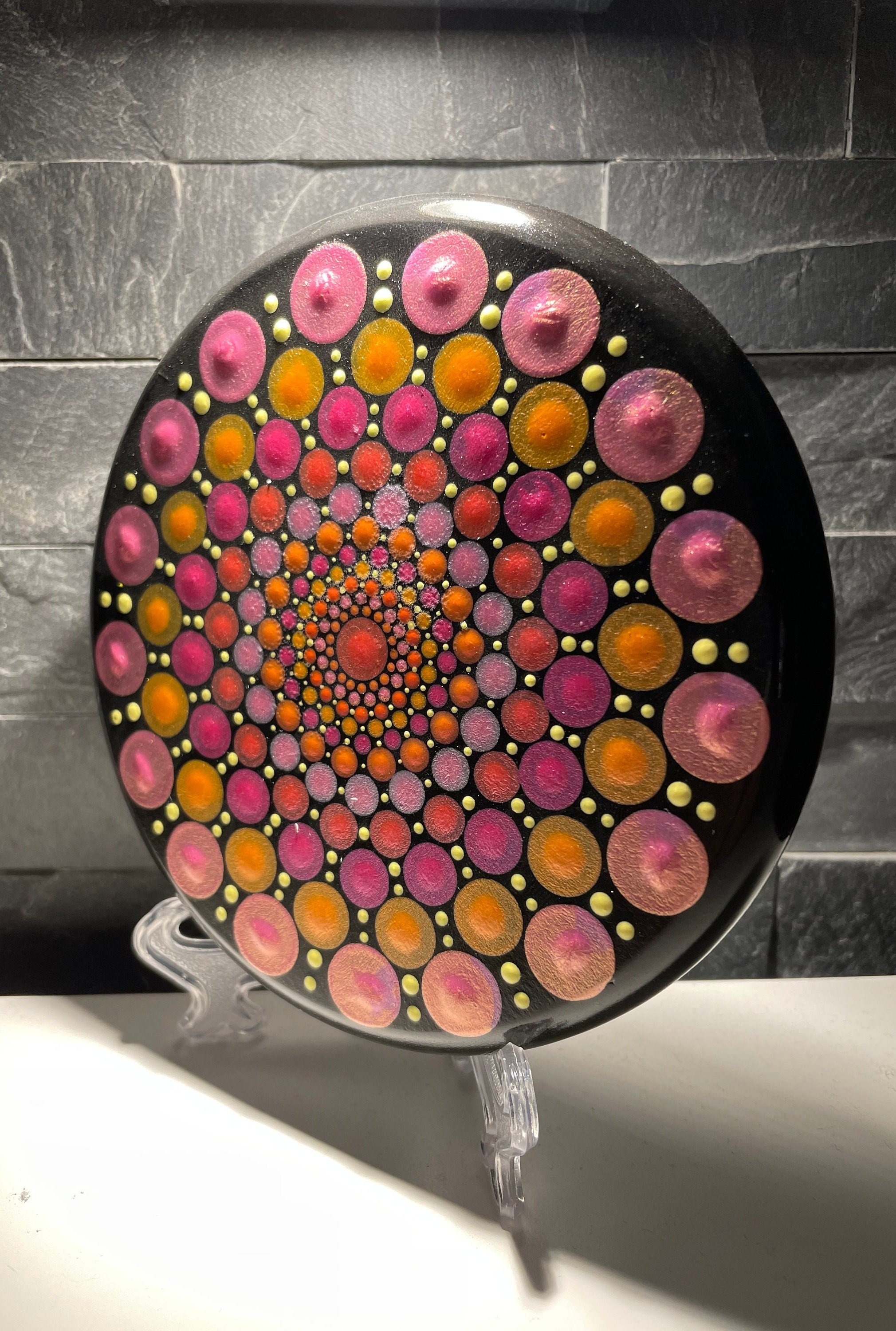 Extra Large Hand Painted Mandala Disc Meditation Stone | Etsy