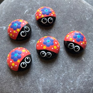 Mini Ladybug Gems X 5 - Hand Painted - Painted Stones - Ladybird ...