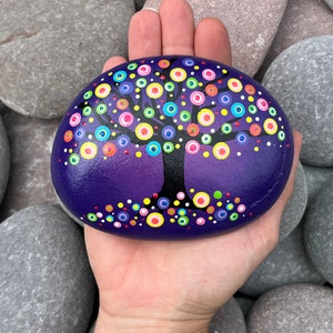 Small Hand Painted Tree of Life Stone Mandala Unique Painted Stones ...