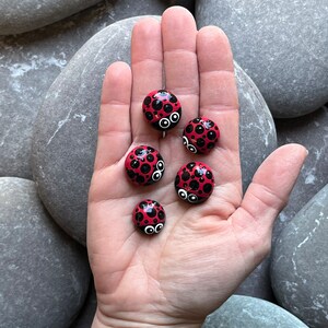 Mini Ladybug Gems X 5 - Hand Painted - Painted Stones - Ladybird ...