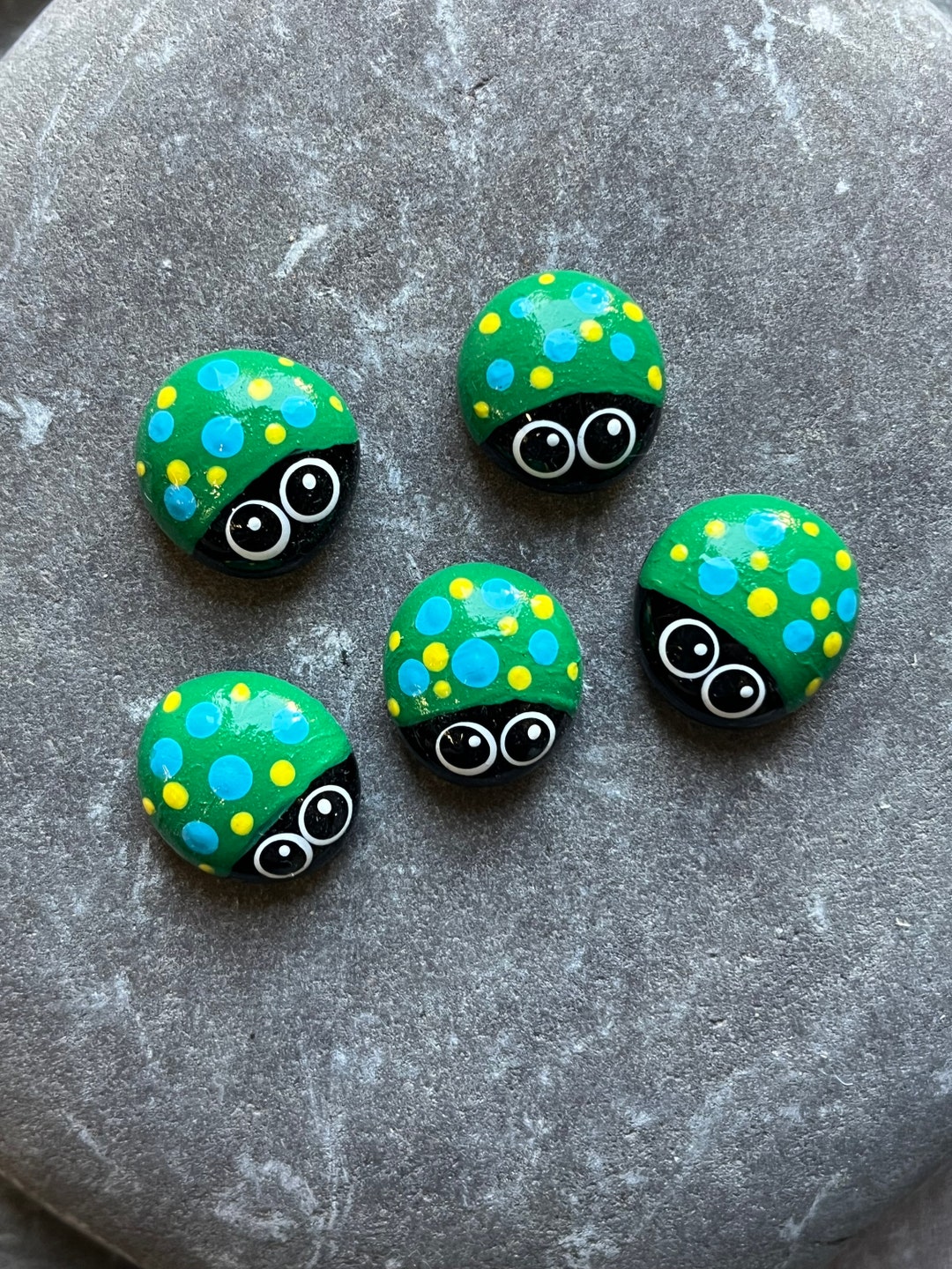 Mini Ladybug Gems X 5 - Hand Painted - Painted Stones - Ladybird ...