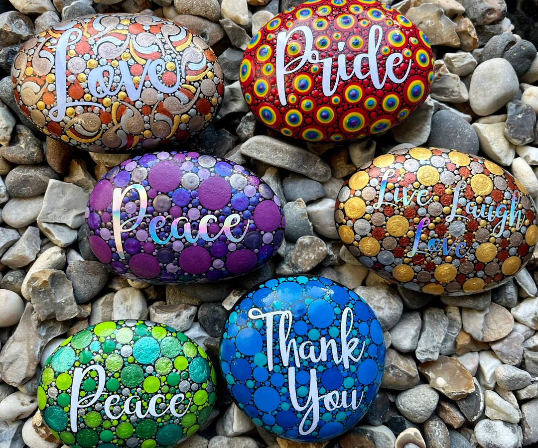 Hand Painted Large Personalised Stone - Mandala - Painted Stone ...