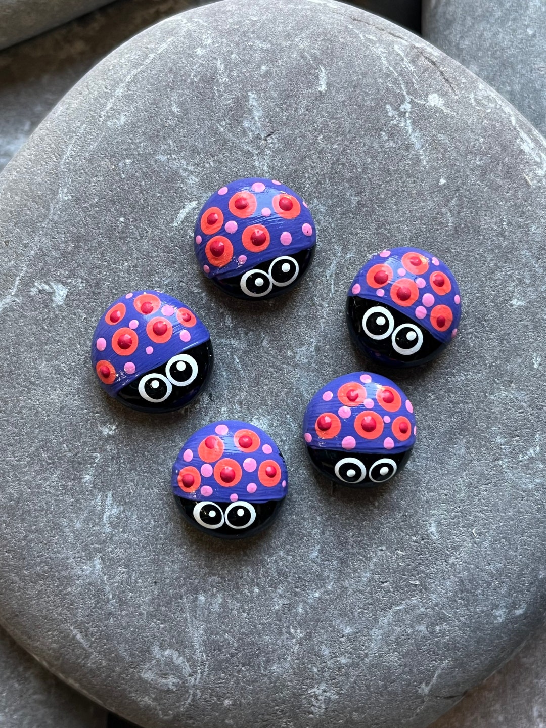 Mini Ladybug Gems X 5 - Hand Painted - Painted Stones - Ladybird ...