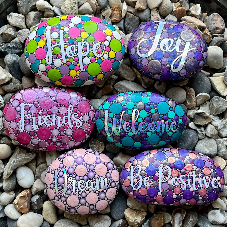 Hand Painted Hope Stone Mandala Painted Stone Decorative - Etsy