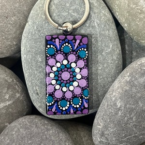 Hand Painted Mandala Keychain Wooden Keyring Hand Made Unique Painted ...