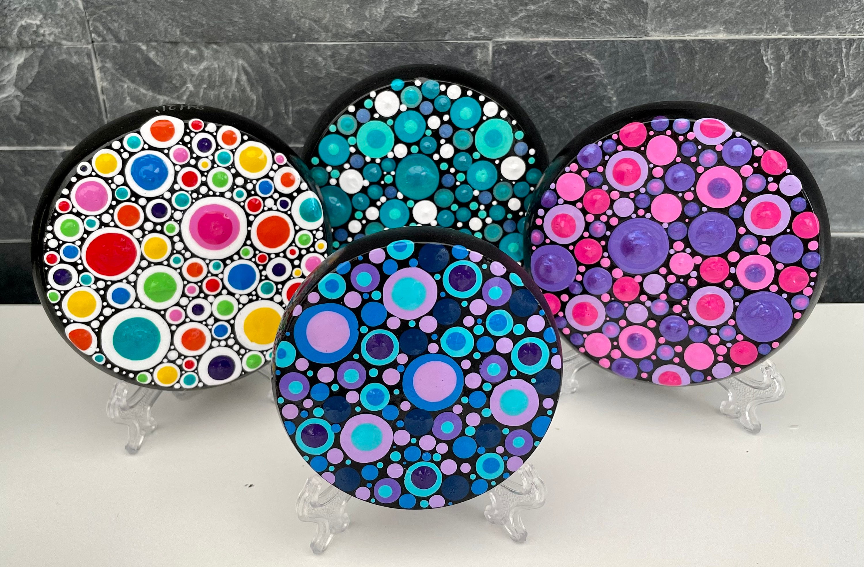 Large Hand Painted Polka Dot Yin Yang Disc Meditation Stone | Etsy