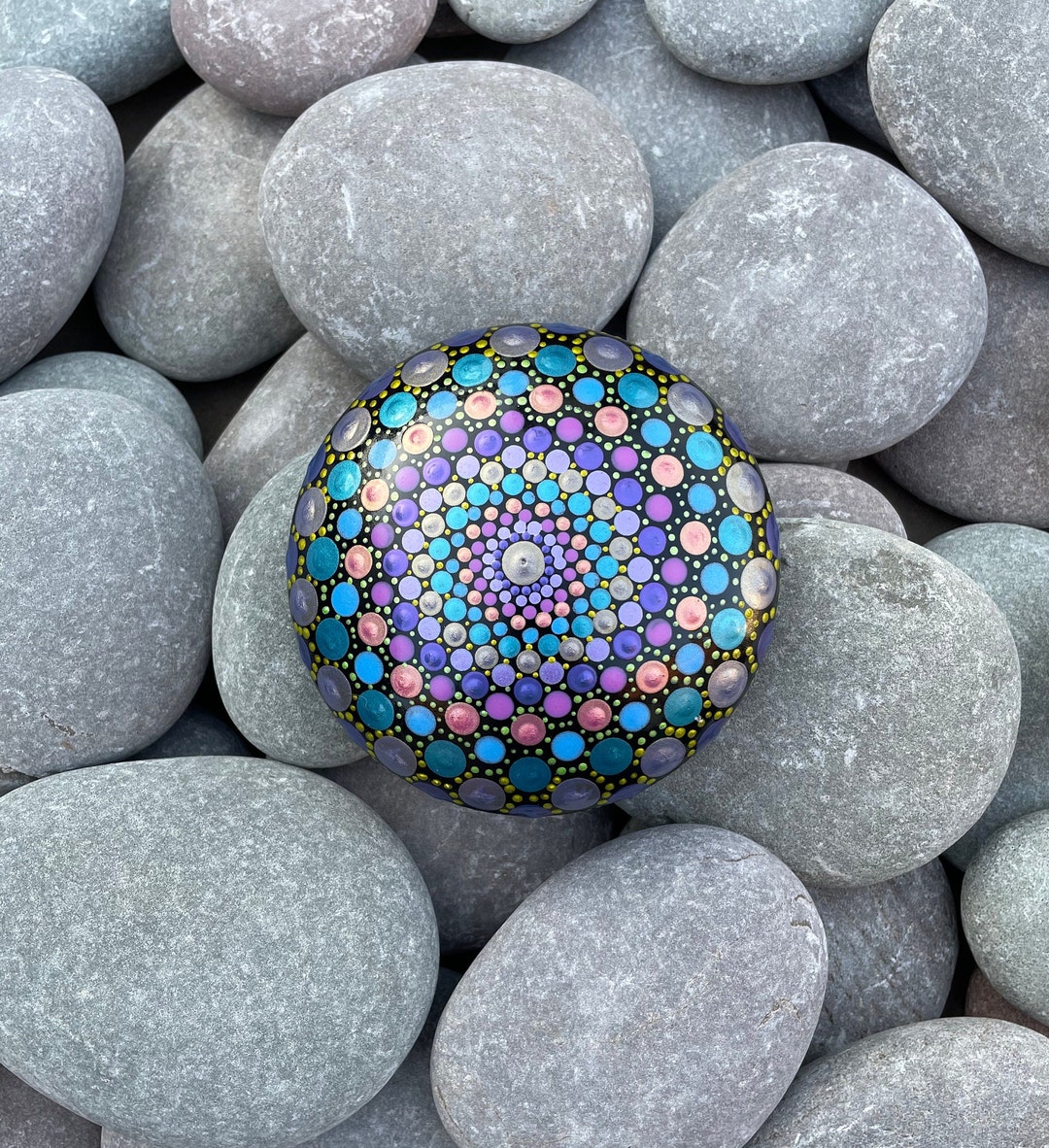 Hand Painted Mandala Stone Meditation Stone Hand Made Unique Painted ...