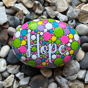 Hand Painted Hope Stone - Mandala - Painted Stone - Decorative ...