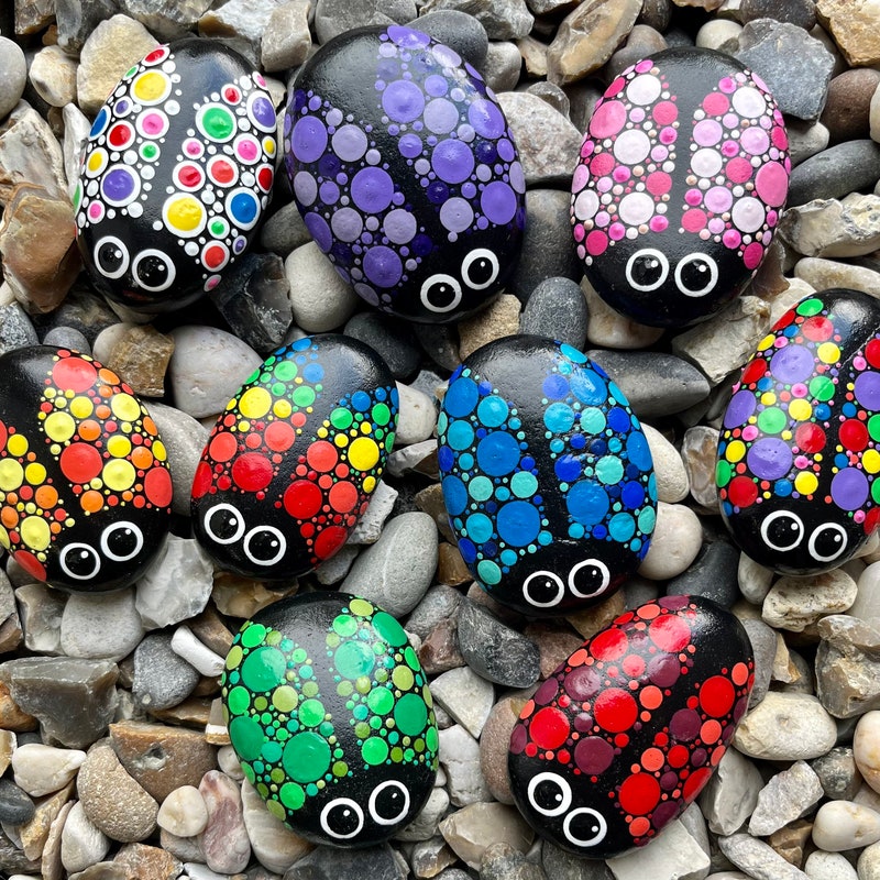 Ladybug Painted Rocks - Etsy