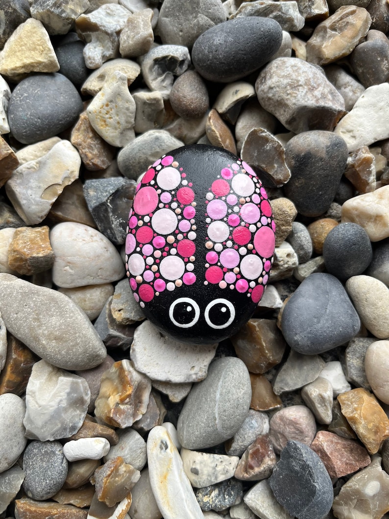 Hand Painted Polka Dot Ladybug Stone Painted Stones - Etsy