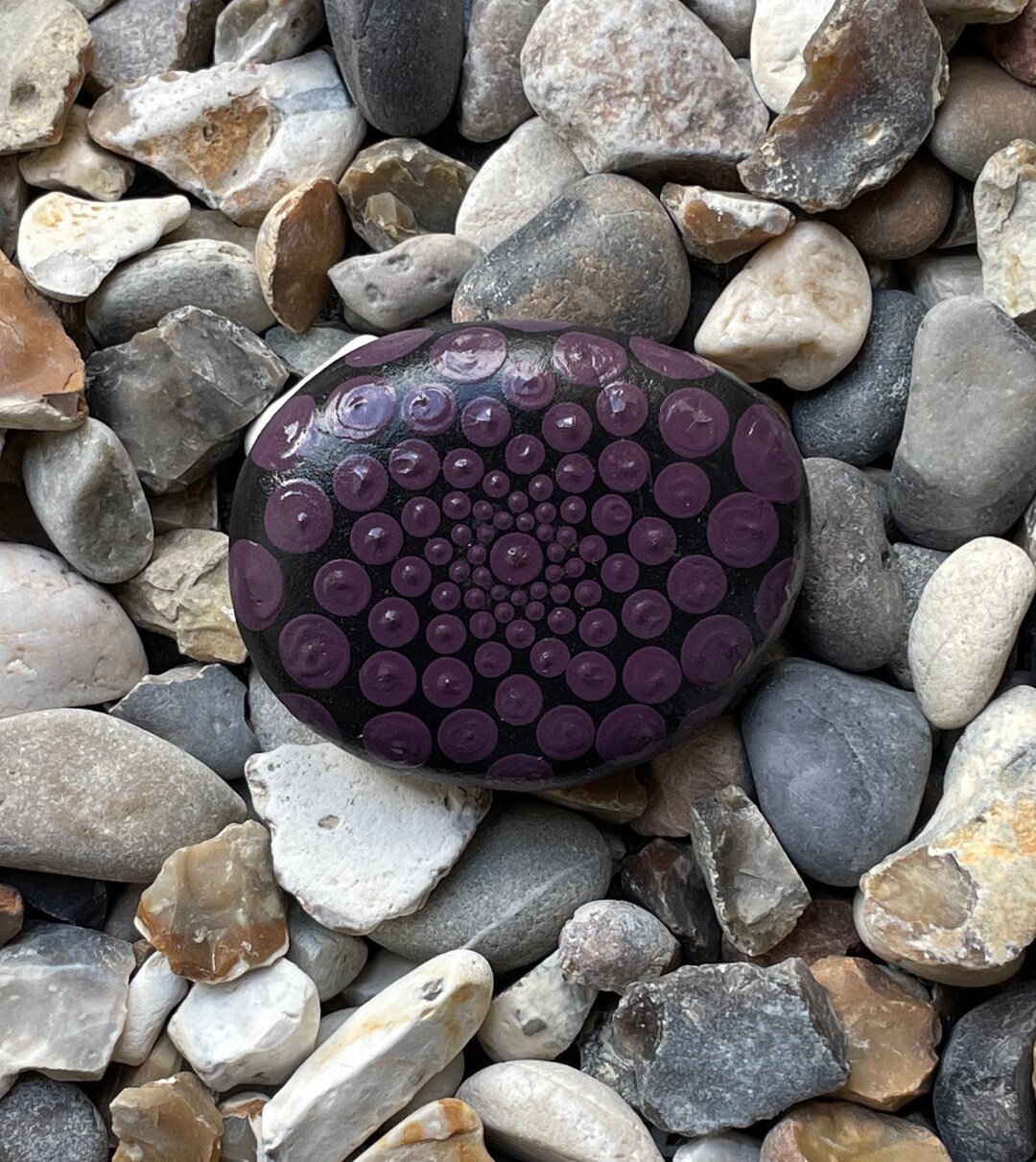 Hand Painted Chakra Stone Mandala Painted Stones Pocket Pebble Dot Art ...