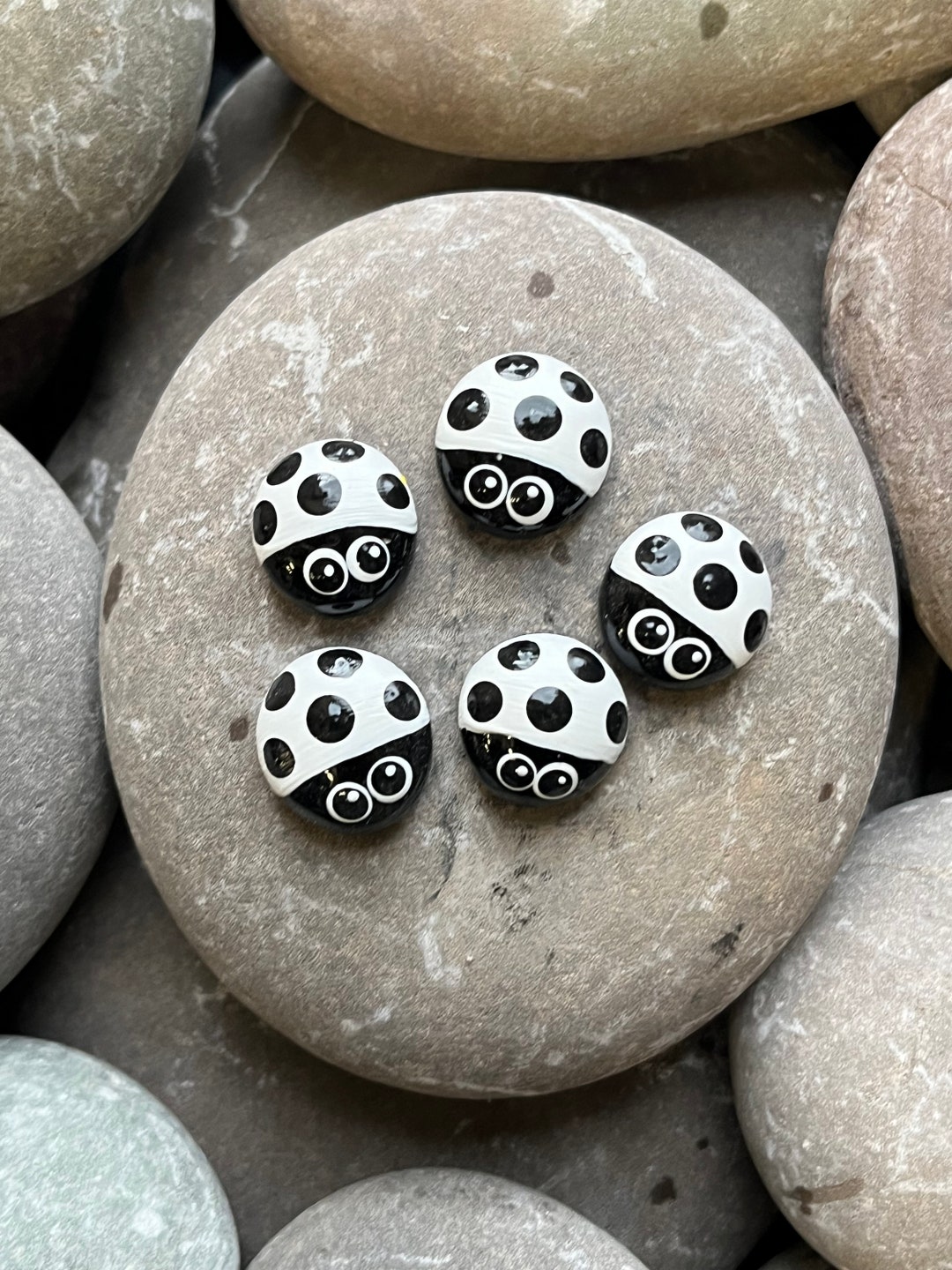 Mini Ladybug Gems X 5 Hand Painted Painted Stones Ladybird Indoor Use ...