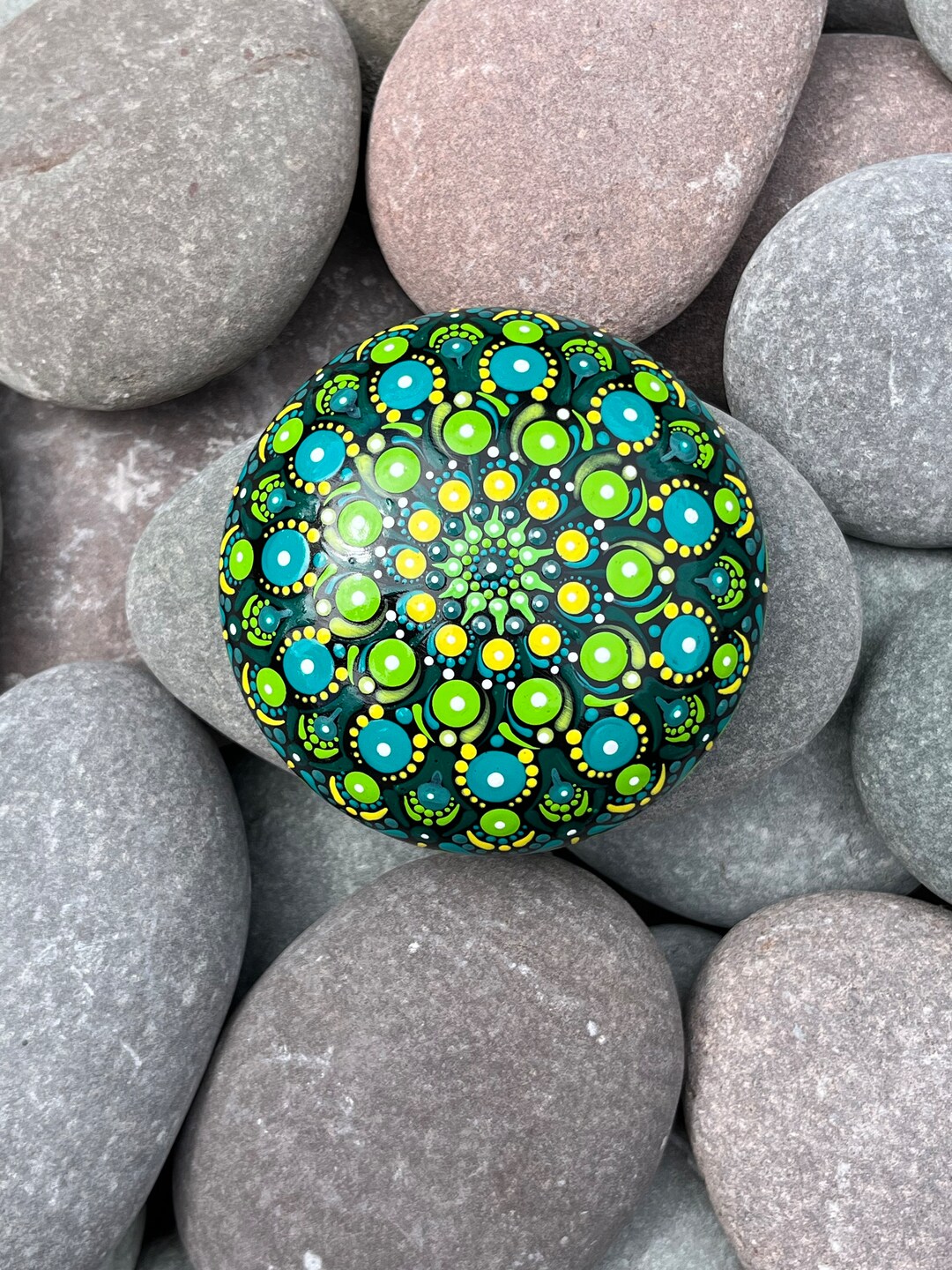 Hand Painted Mandala Stone Meditation Stone Hand Made Unique Painted ...