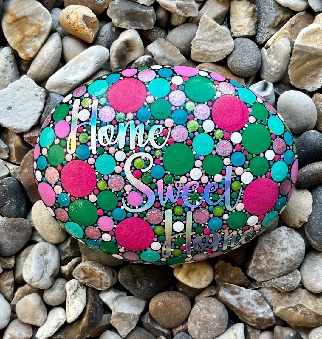 Hand Painted Home Sweet Home Stone - Mandala - Painted Stone ...