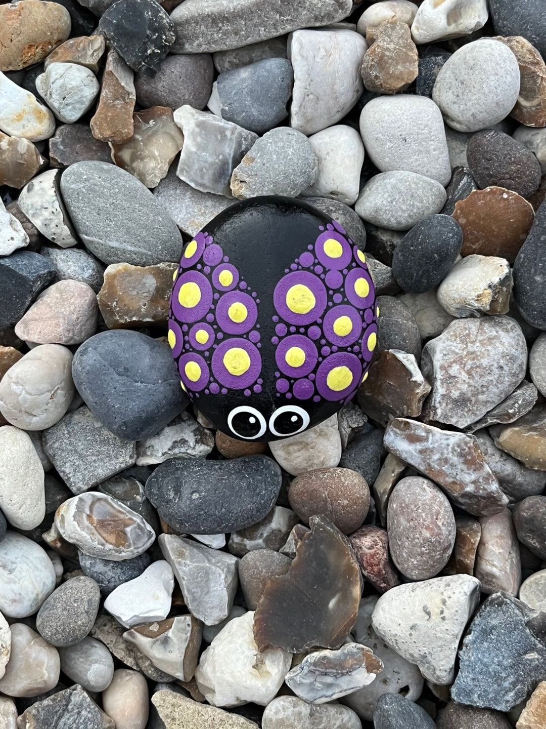 Hand Painted Ladybug Stone – Dot Art Garden Rock, Pocket Pebble - Etsy