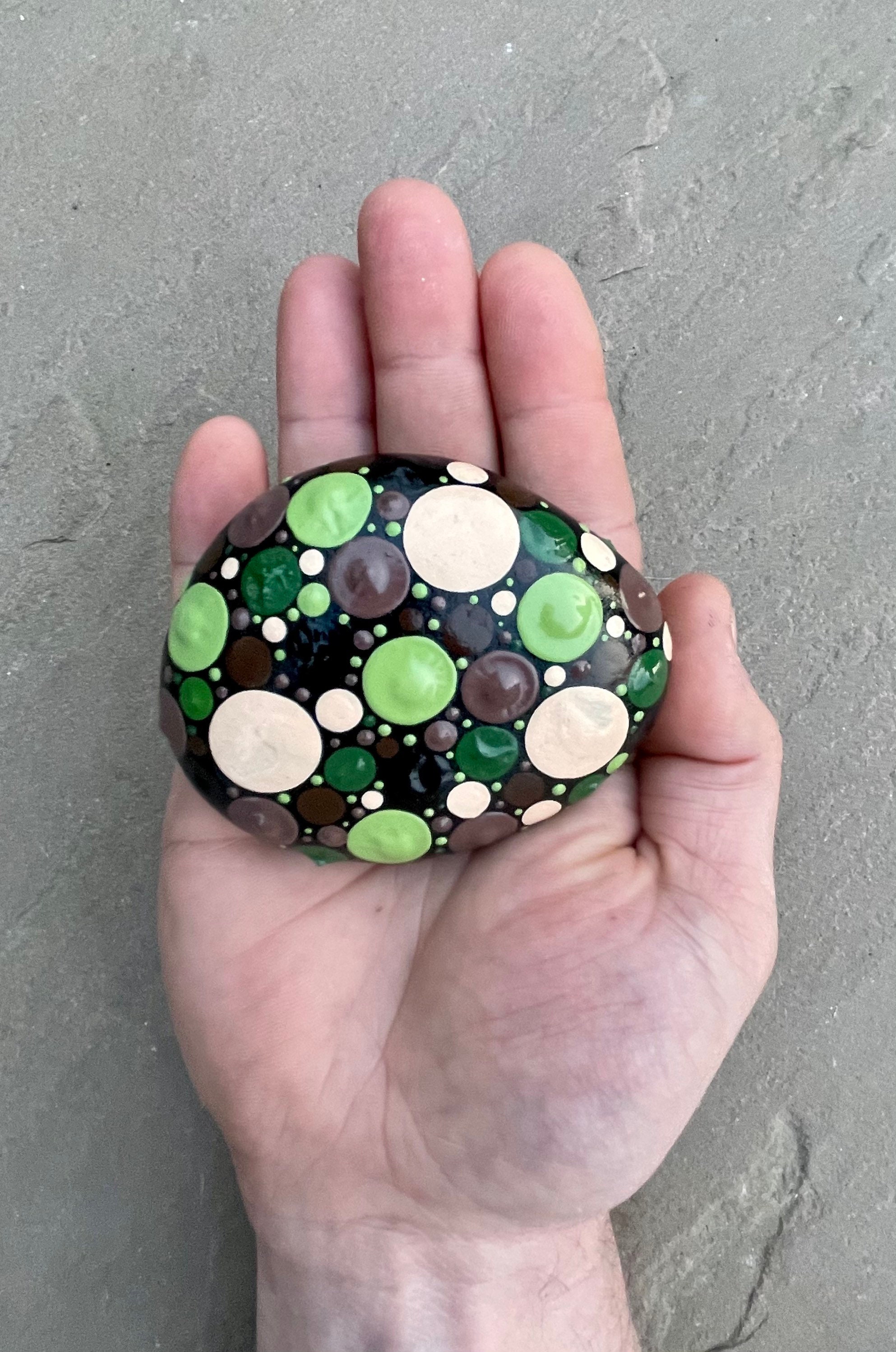 Hand Painted Polka Dot Stone Mandala Unique Painted | Etsy