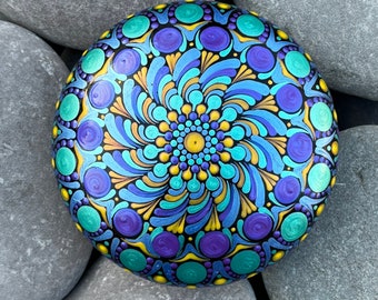 Hand Painted Polka Dot Stone Mandala Unique Painted - Etsy