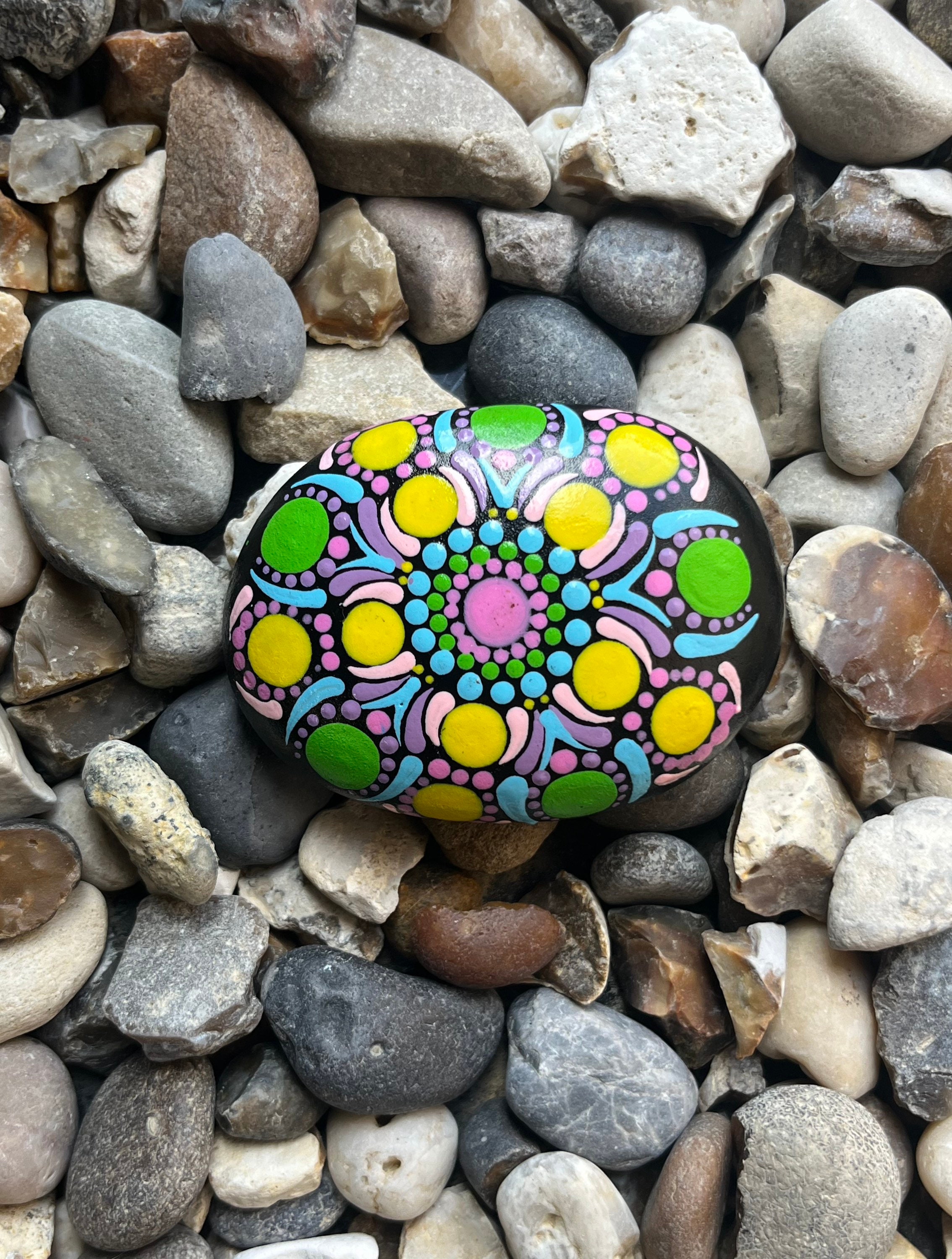 Hand Painted Mandala Stone - Unique - Painted Stones - Decorative ...