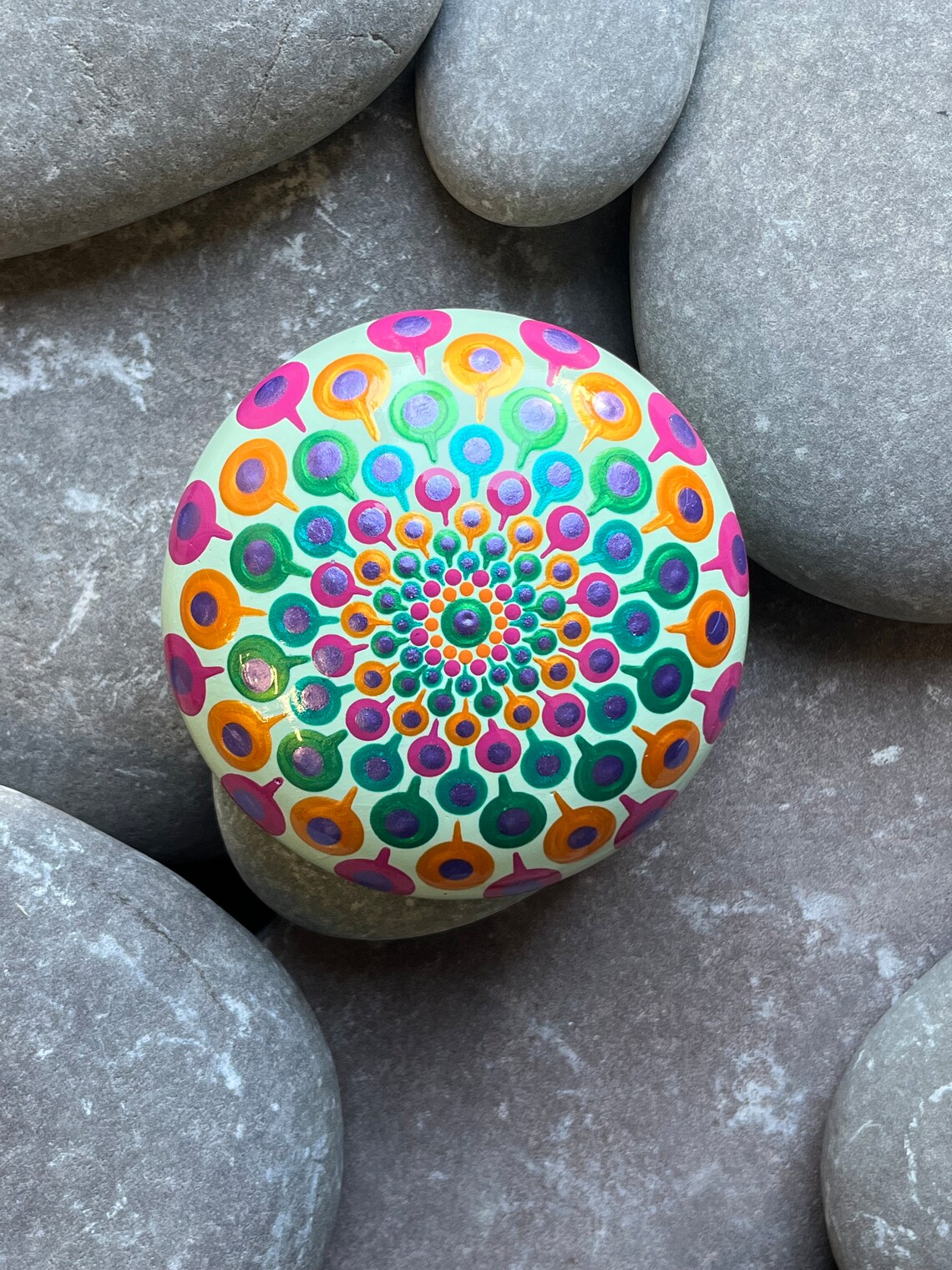 Medium Hand Painted Mandala Stone - Meditation Stone - Hand Made ...