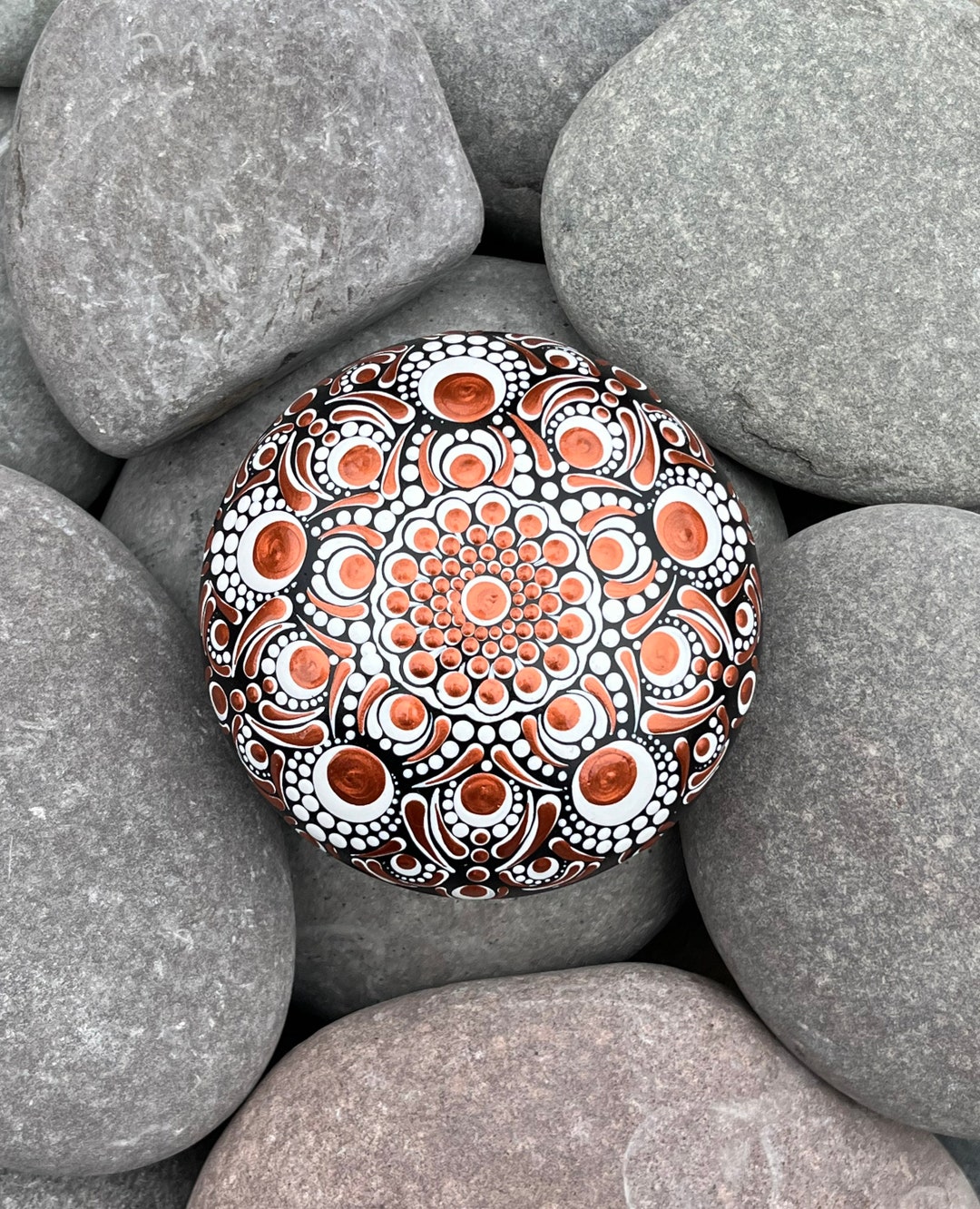 Medium Hand Painted Mandala Stone Meditation Stone Hand Made Unique ...