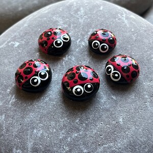 Mini Ladybug Gems X 5 - Hand Painted - Painted Stones - Ladybird ...
