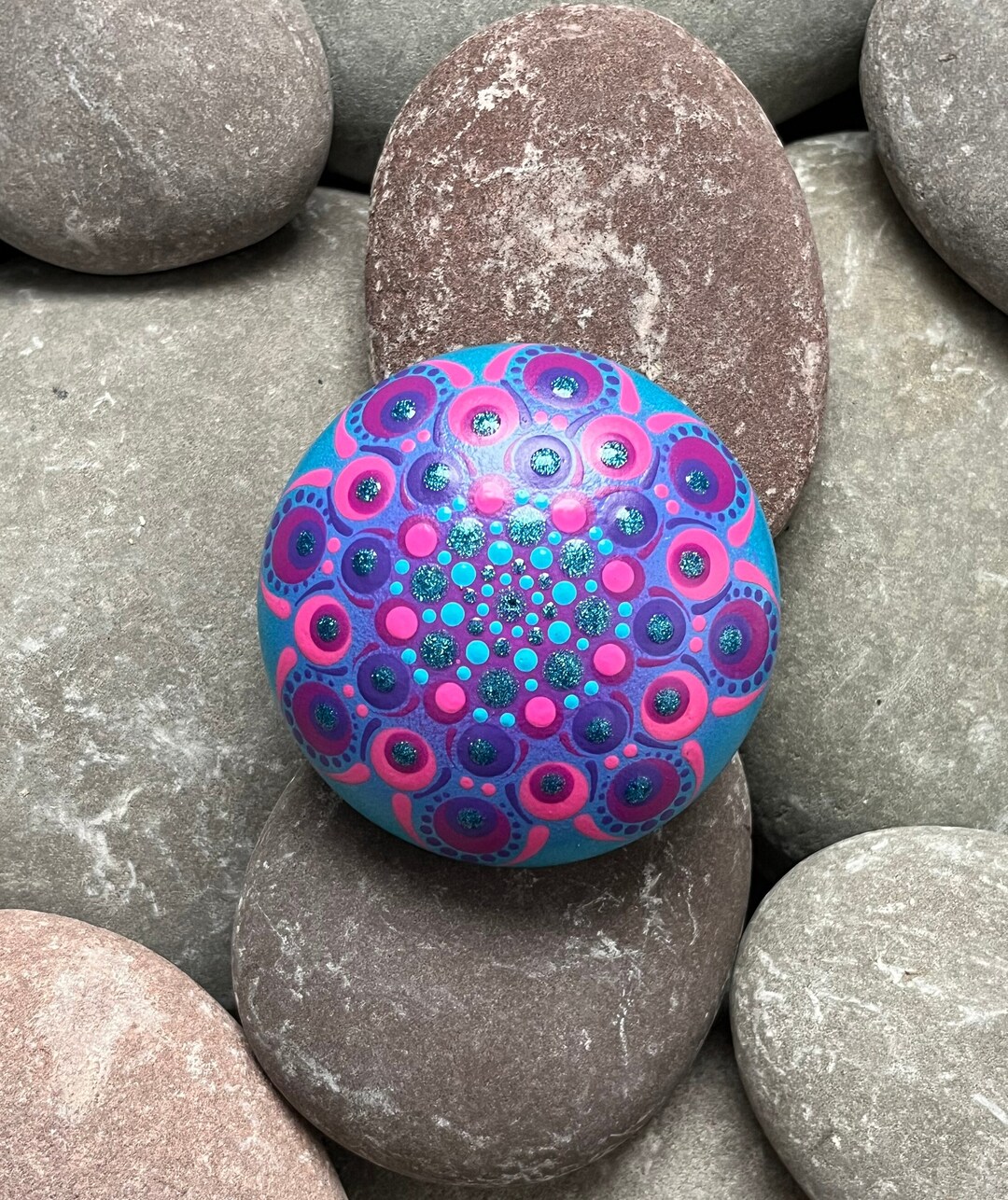 Small Hand Painted Mandala Stone - Meditation Stone - Hand Made ...