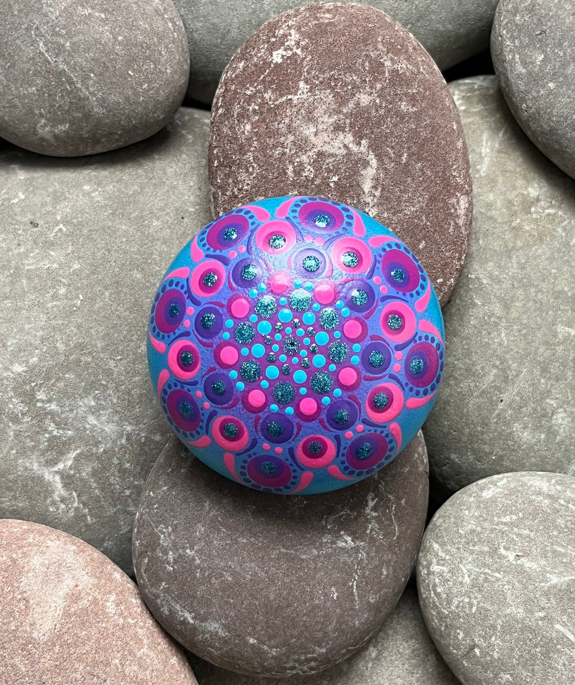 Small Hand Painted Mandala Stone - Meditation Stone - Hand Made ...