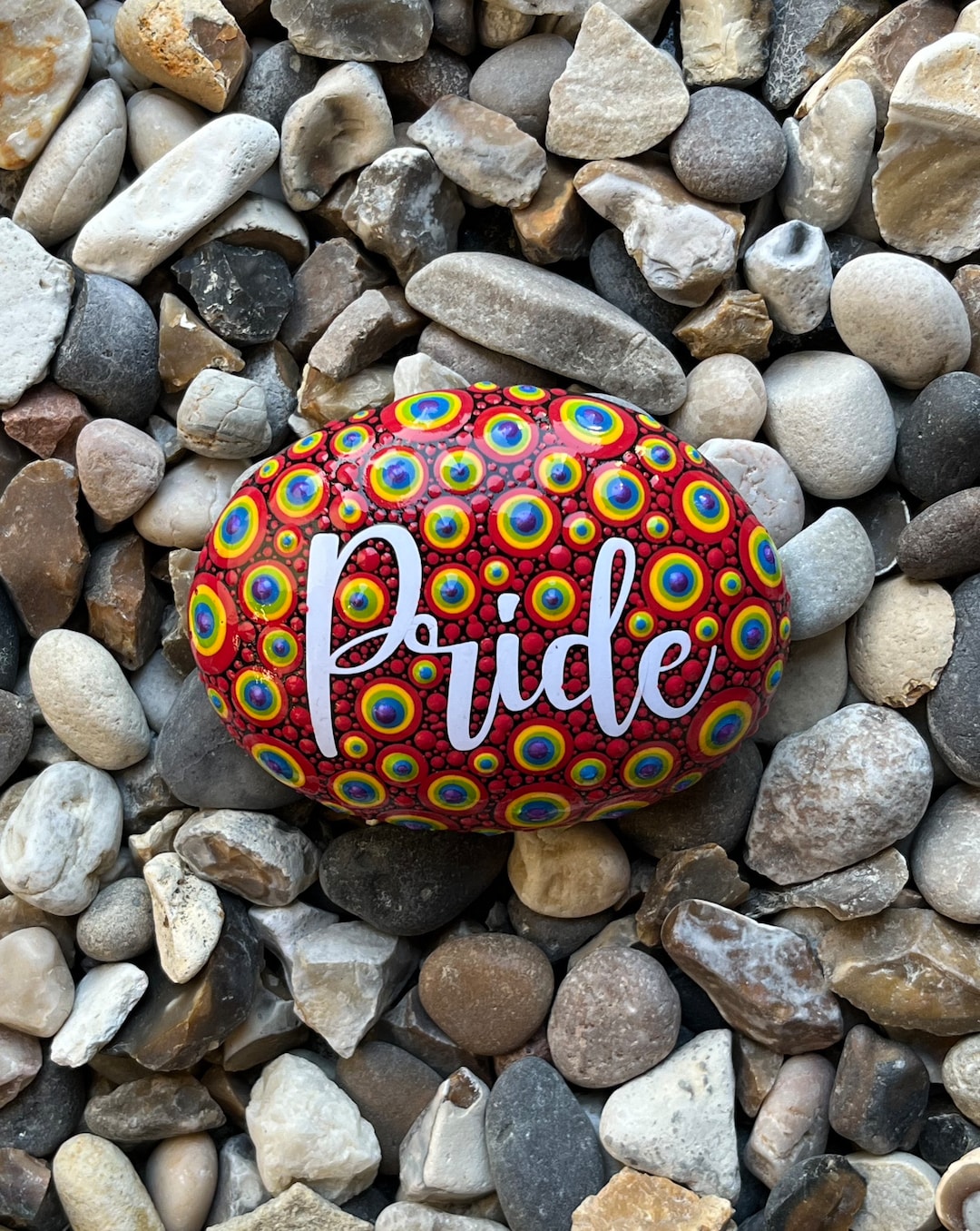Hand Painted Pride Stone - Mandala - Painted Stone - Decorative ...