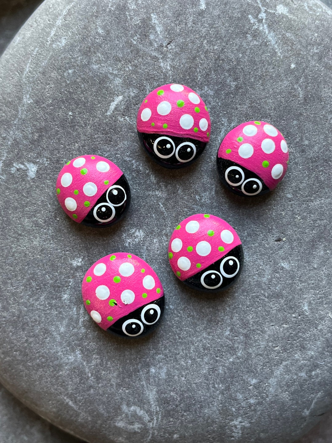 Mini Ladybug Gems X 5 - Hand Painted - Painted Stones - Ladybird ...