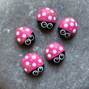Mini Ladybug Gems X 5 - Hand Painted - Painted Stones - Ladybird ...
