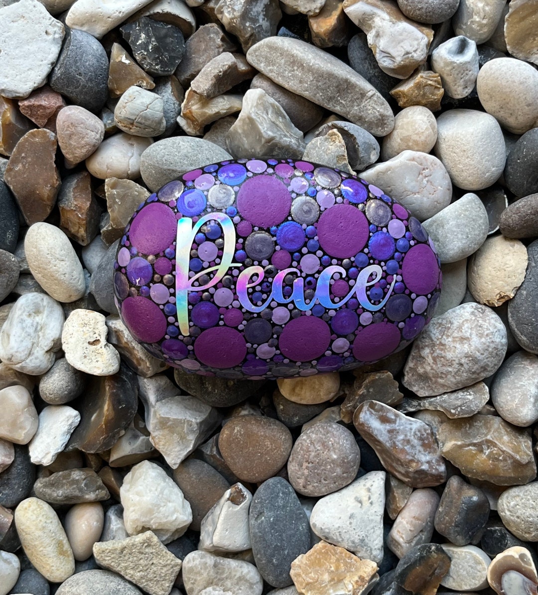Hand Painted Peace Stone - Mandala - Painted Stone - Decorative ...