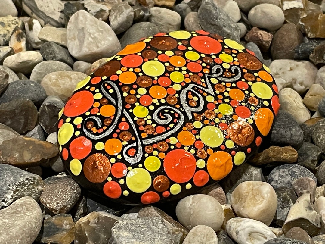 Small Personalised Polka Dot Stone - Unique - Painted Stones ...