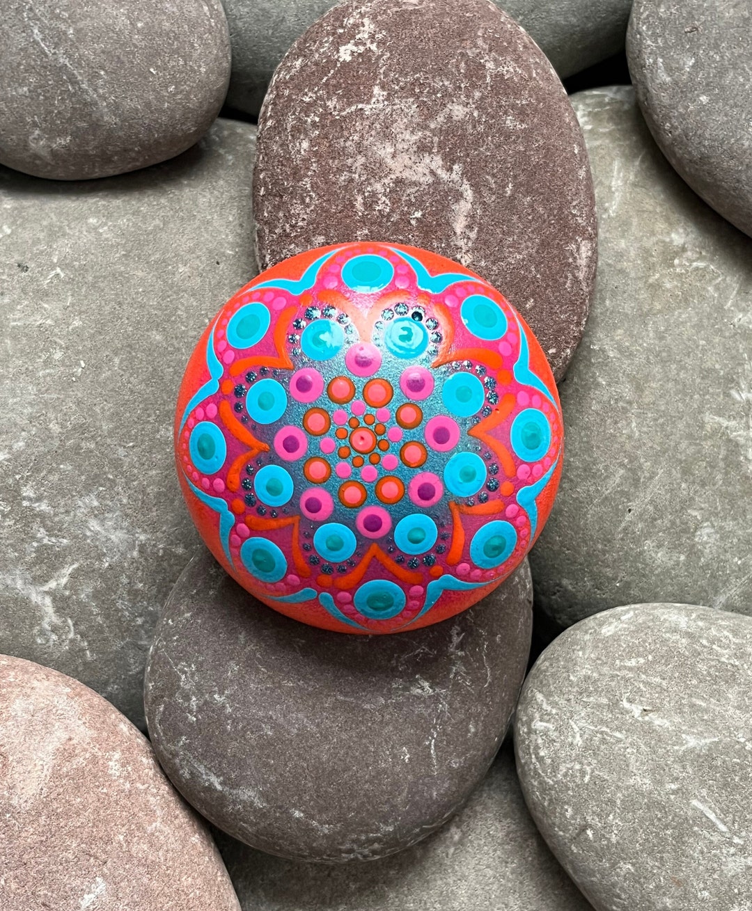 Small Hand Painted Mandala Stone - Meditation Stone - Hand Made ...