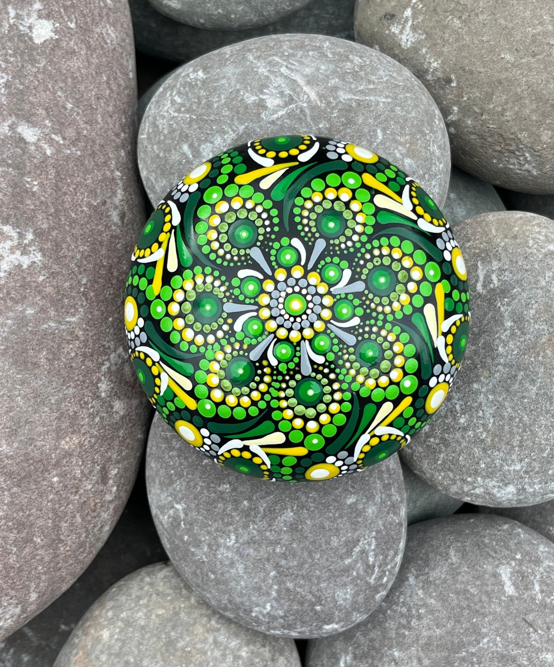 Medium Hand Painted Mandala Stone - Meditation Stone - Hand Made ...