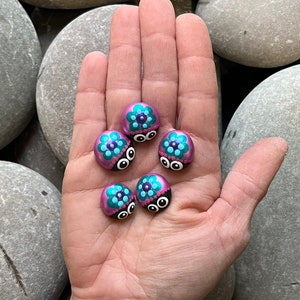 Mini Ladybug Gems X 5 - Hand Painted - Painted Stones - Ladybird ...