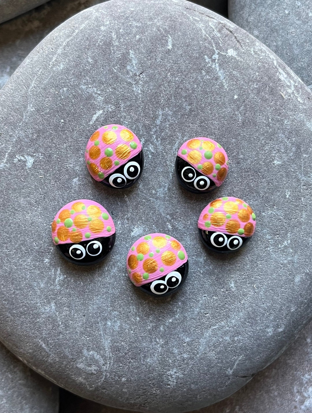 Mini Ladybug Gems X 5 - Hand Painted - Painted Stones - Ladybird ...