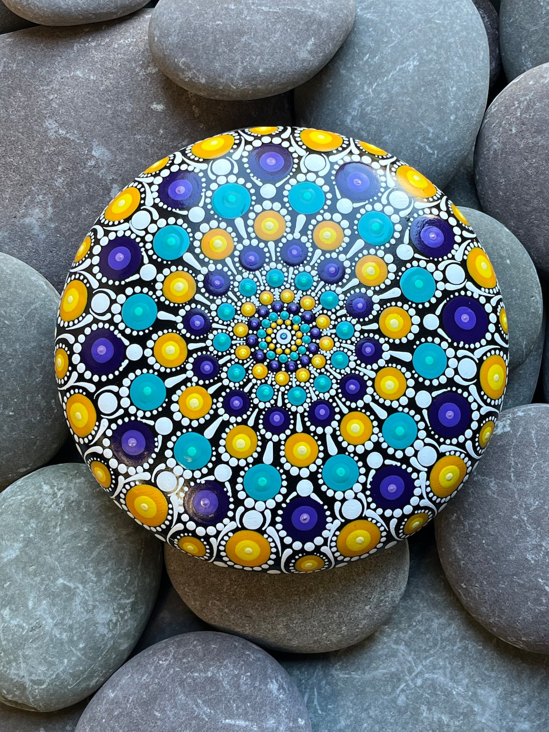 Hand Painted Mandala Stone Meditation Stone Hand Made Unique Painted ...