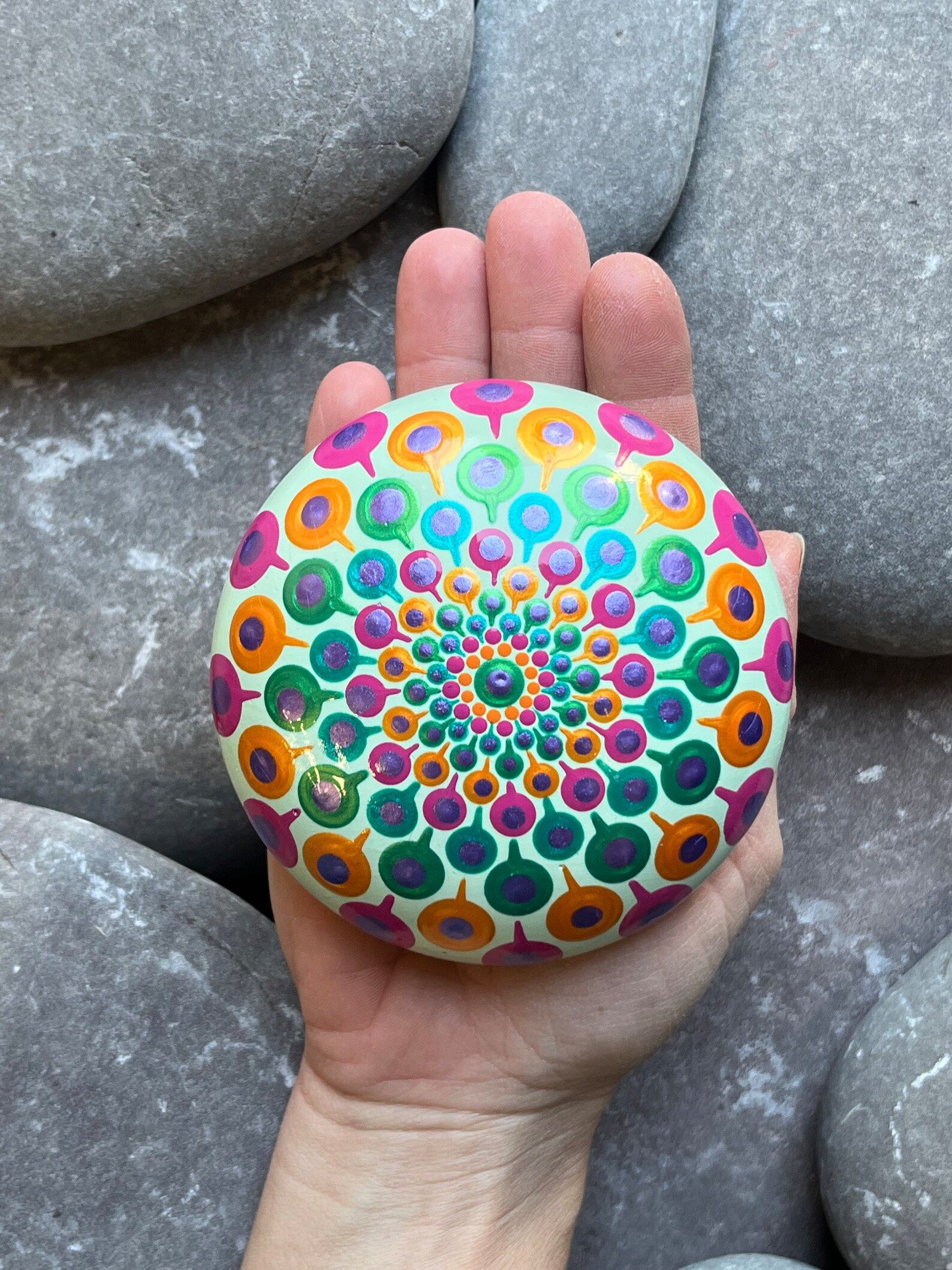 Medium Hand Painted Mandala Stone - Meditation Stone - Hand Made ...