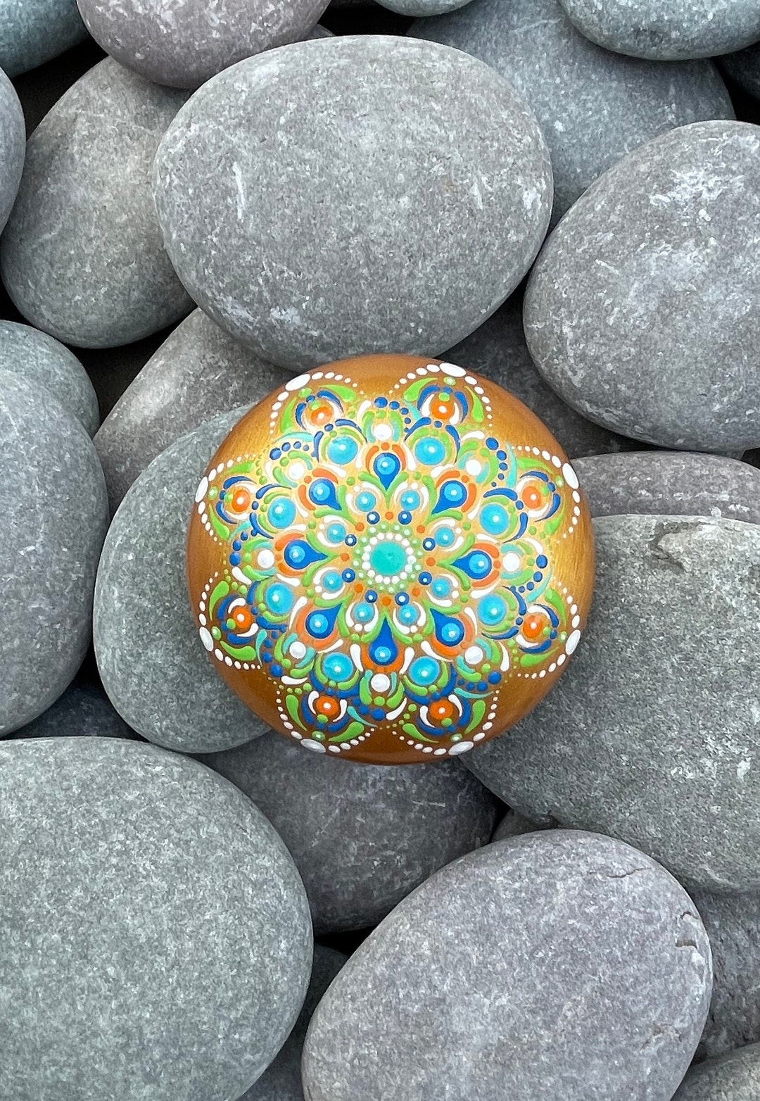 Hand Painted Mandala Stone – Dot Art Plaster Decor (100mm) - Etsy