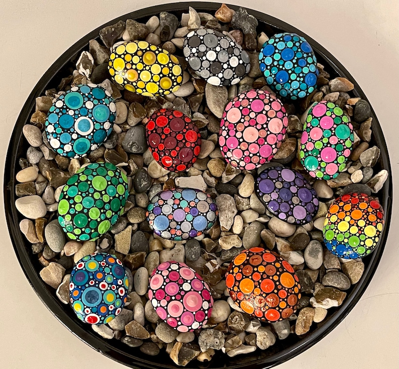 Hand Painted Polka Dot Stone – Unique Garden Rock - Etsy