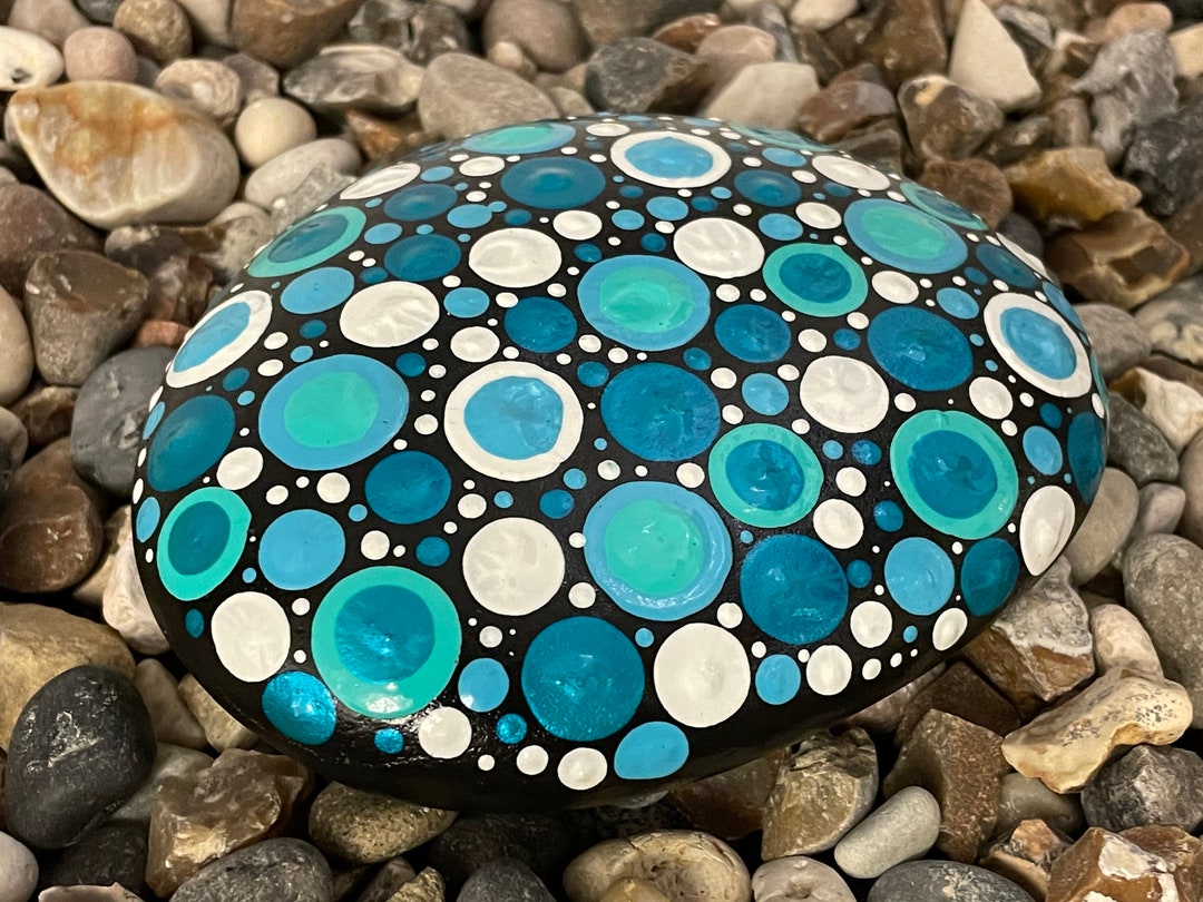 Hand Painted Polka Dot Stone - Mandala - Unique - Painted Stones ...