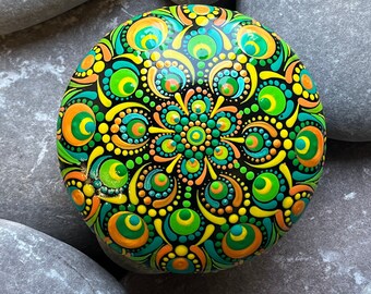 Large Hand Painted Mandala Stone - Meditation Stone - Hand Made ...