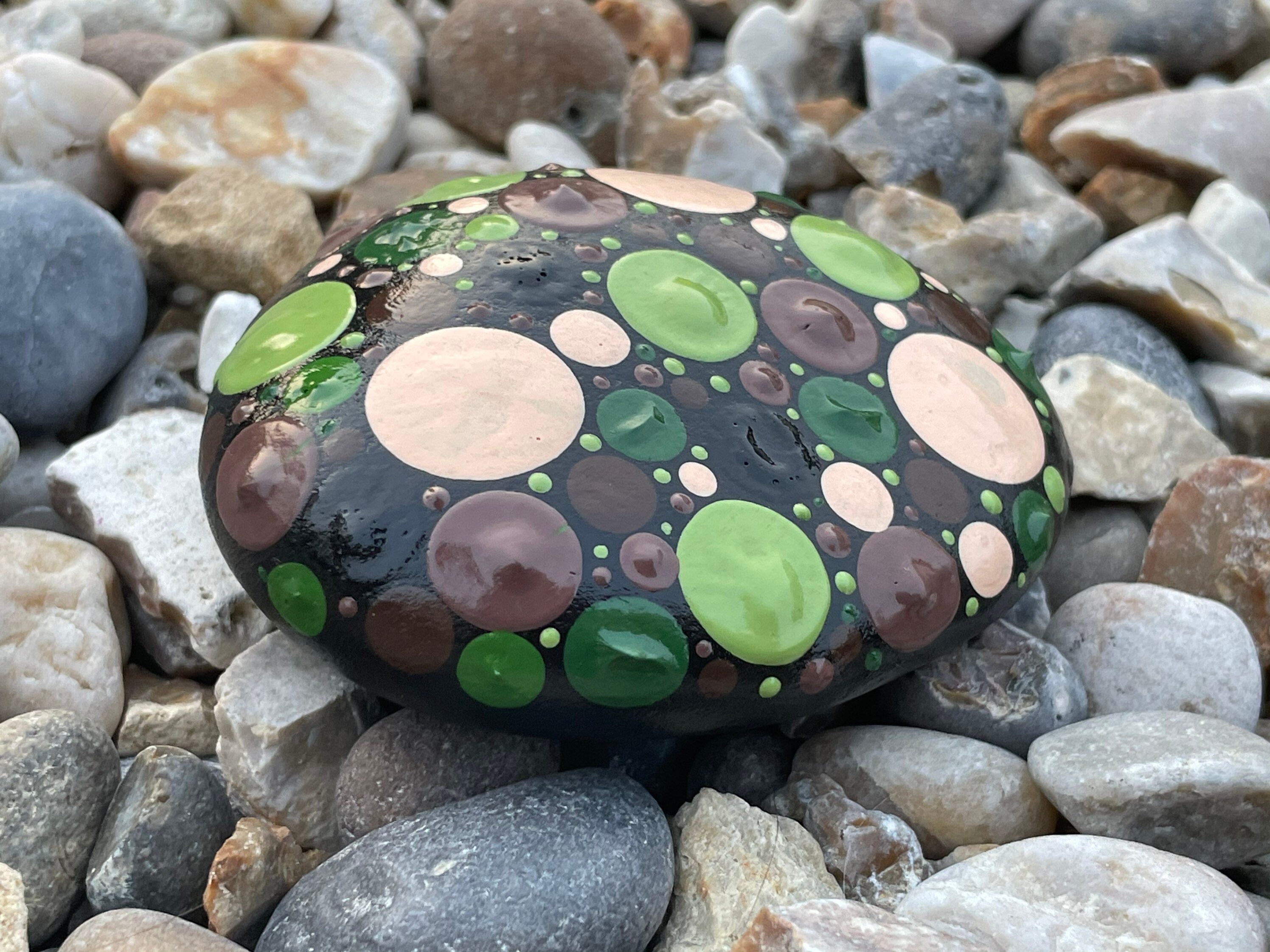 Hand Painted Polka Dot Stone Mandala Unique Painted | Etsy