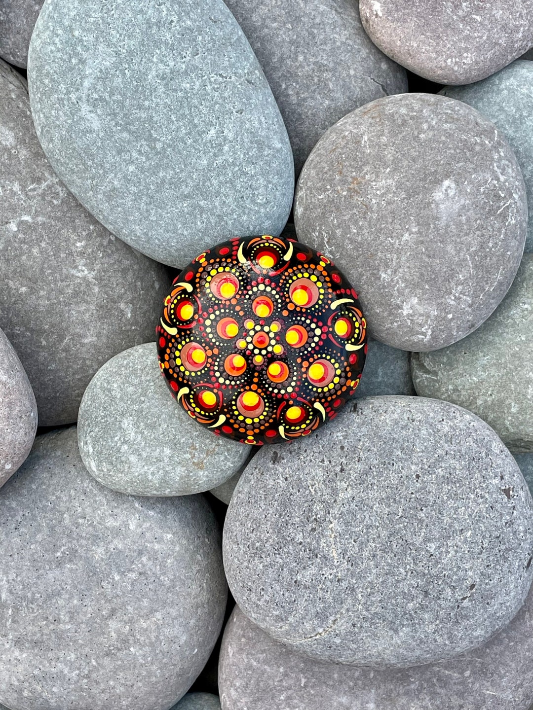 Medium Hand Painted Mandala Stone Meditation Stone Hand - Etsy